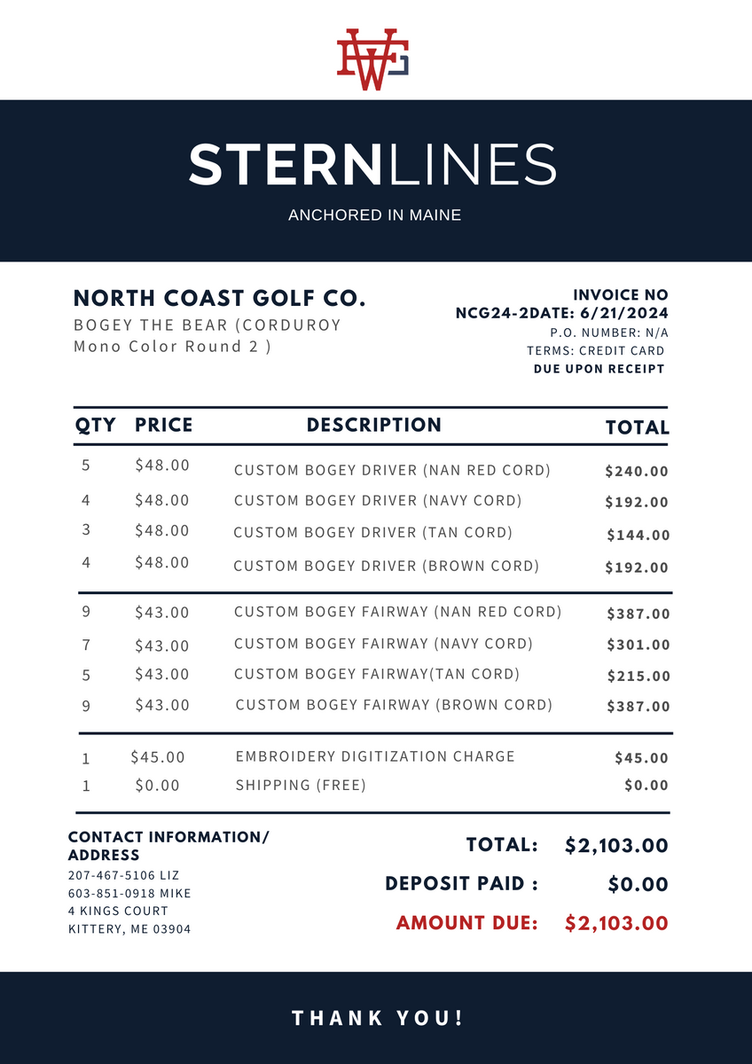 North Coast Golf Company | Bogey The Bear (Corduroy Round 2 Mono Color ...